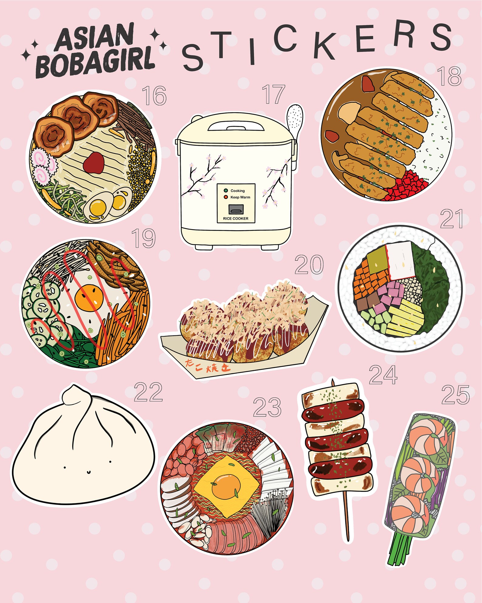 Asian Food Stickers (add-on Only) - Etsy