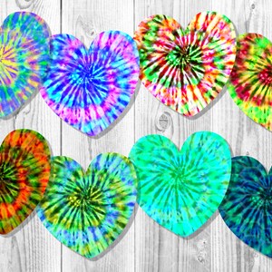 8 Tie Dye Hearts Sublimation PNG Clipart Set 3 Heart Shape Design ...