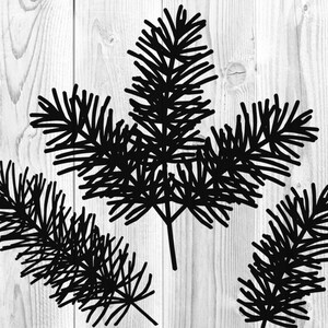 Christmas SVG, Pine Leaves Clipart Design Elements, Instant Digital ...