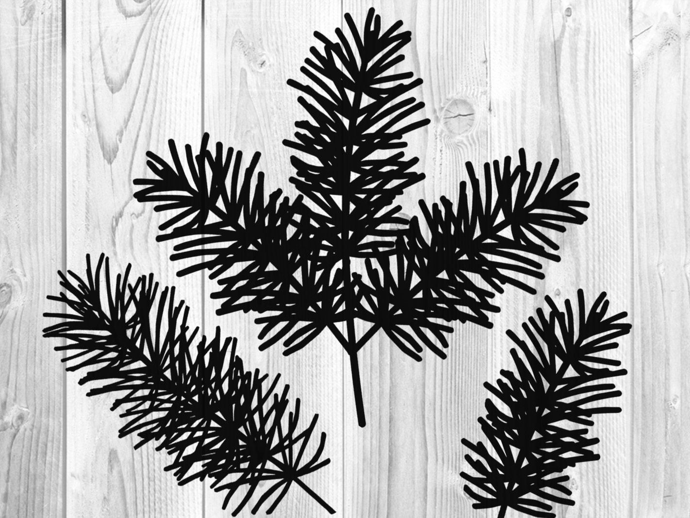 Christmas SVG, Pine Leaves Clipart Design Elements, Instant Digital ...