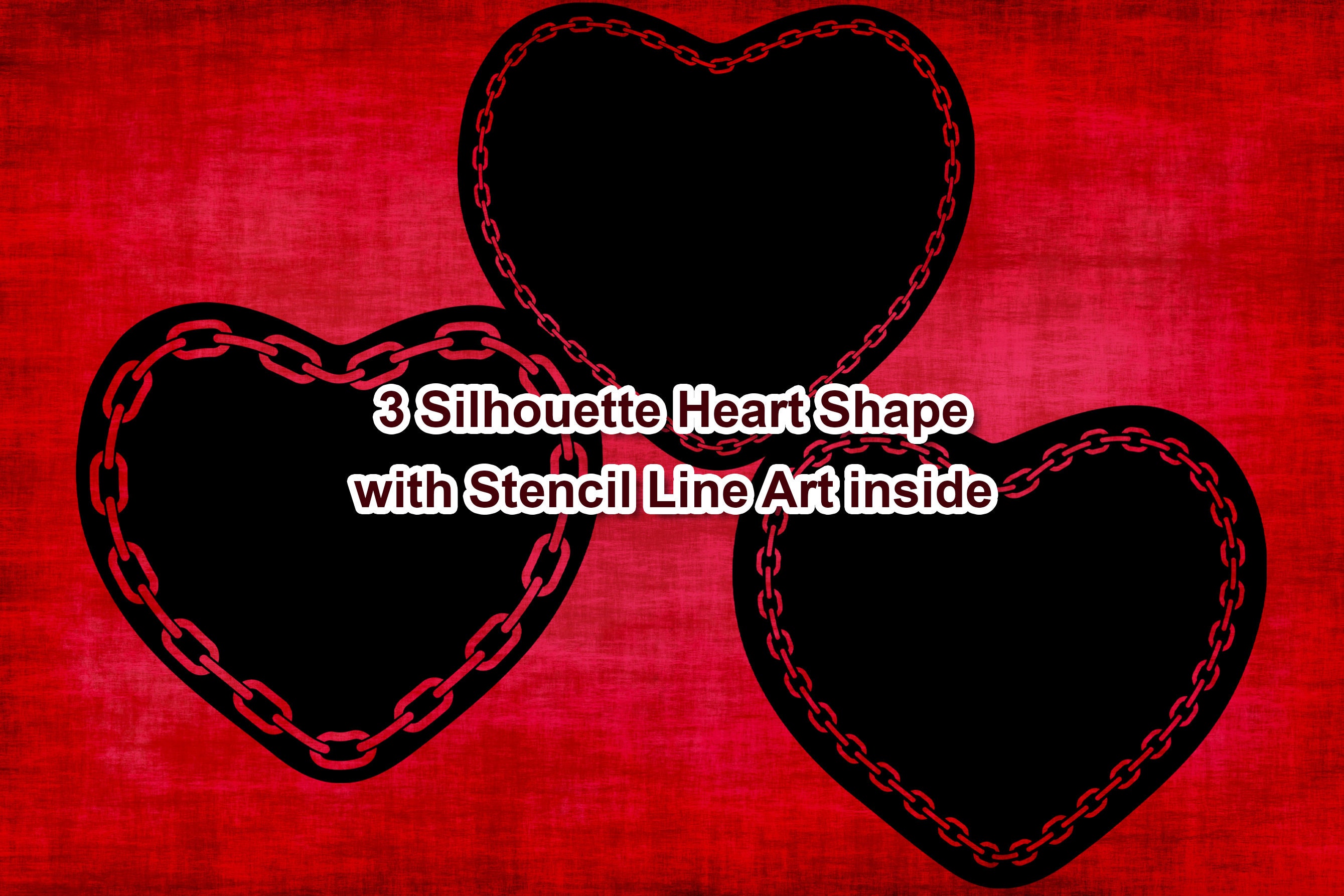 9 Designs Simple Metal Chain Style Heart Shape Border Frames SVG Clip ...