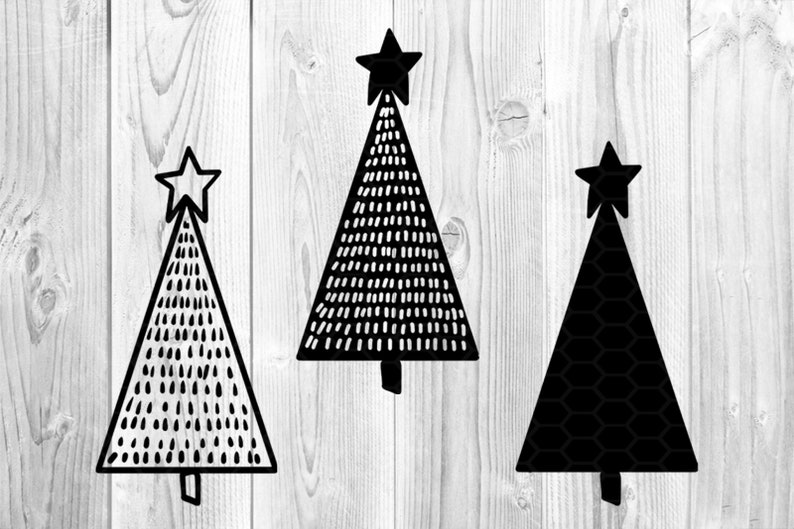 Christmas SVG Pine Tree Clipart 3 Designs Set 2 Decor Ornaments Digital ...