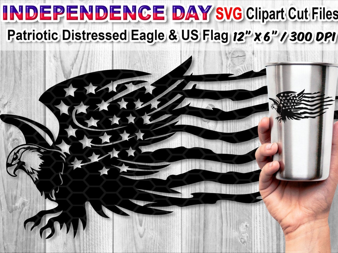Independence Day Silhouette US Flag With Eagle SVG Cut Files for ...