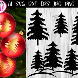 Christmas SVG Pine Tree Clipart Design V.2 Decorative Elements Digital ...