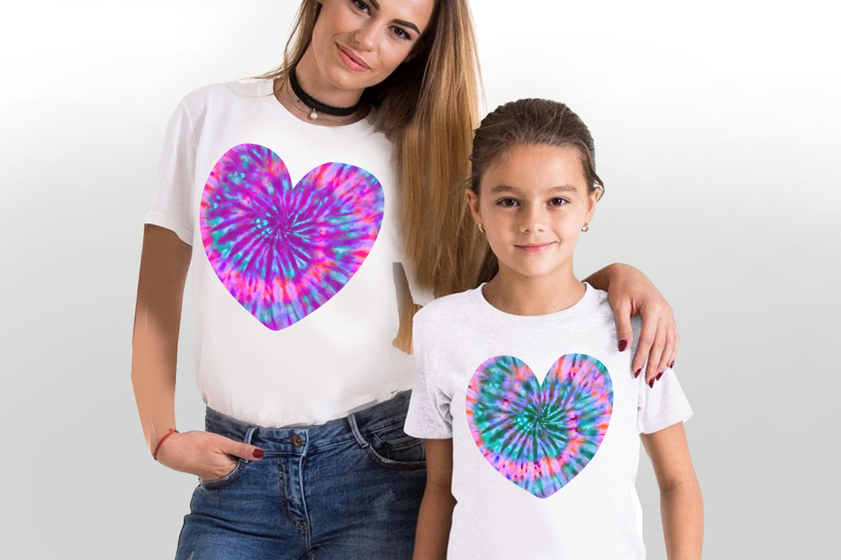 8 Tie Dye Hearts Sublimation PNG Clipart Set 2 Heart Shape Design ...