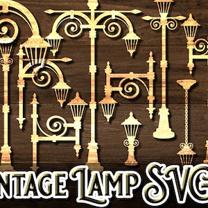 Vintage Street Lights Post Silhouette Lamp SVG Clip Art Cut Files Vol.1 ...