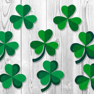 St. Patrick's Day Symbol Decorations Clip Art Shamrock and Four Leaf Clover 16 Designs PNG Ready ...