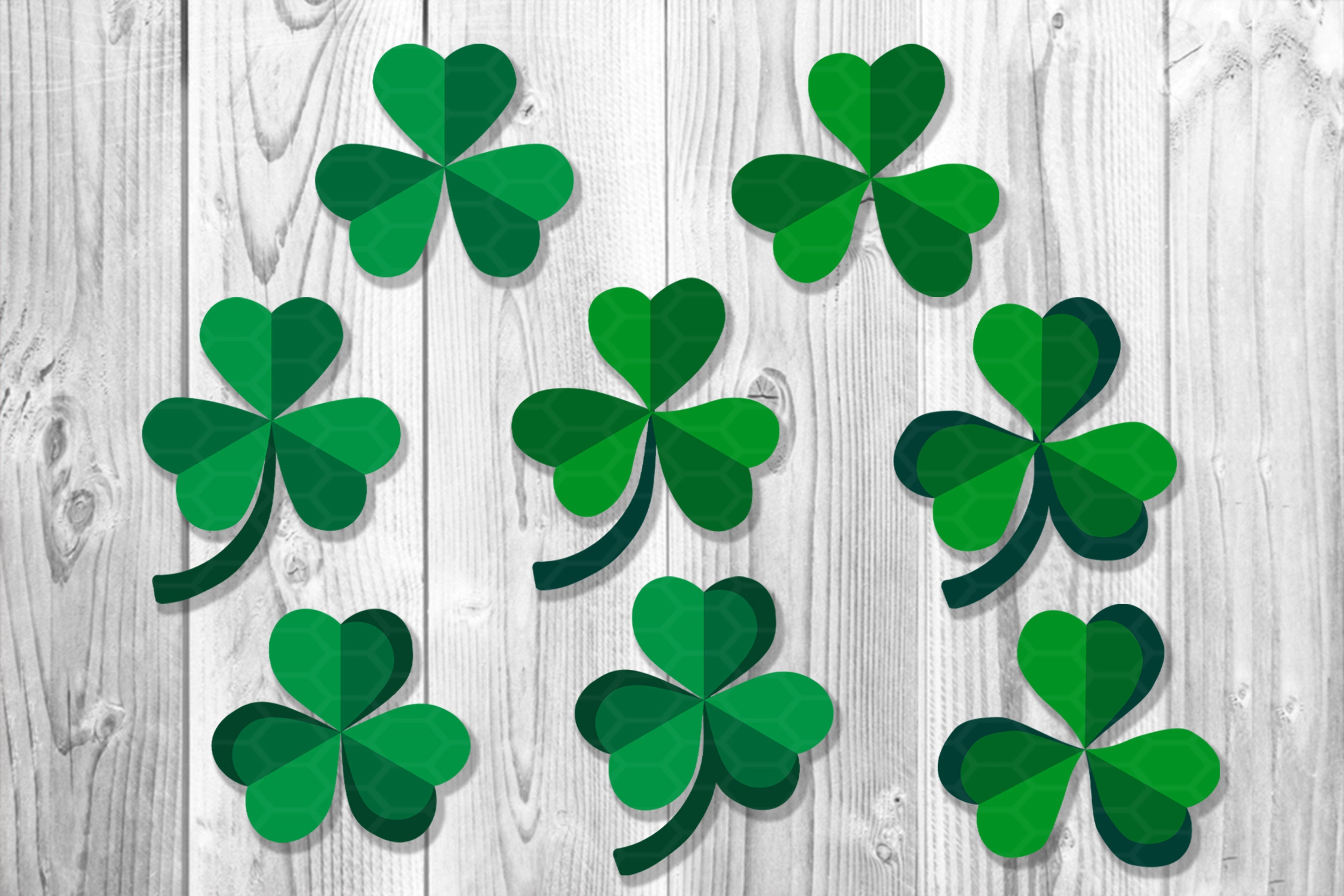 St. Patrick's Day Symbol Decorations Clip Art Shamrock and Four Leaf ...