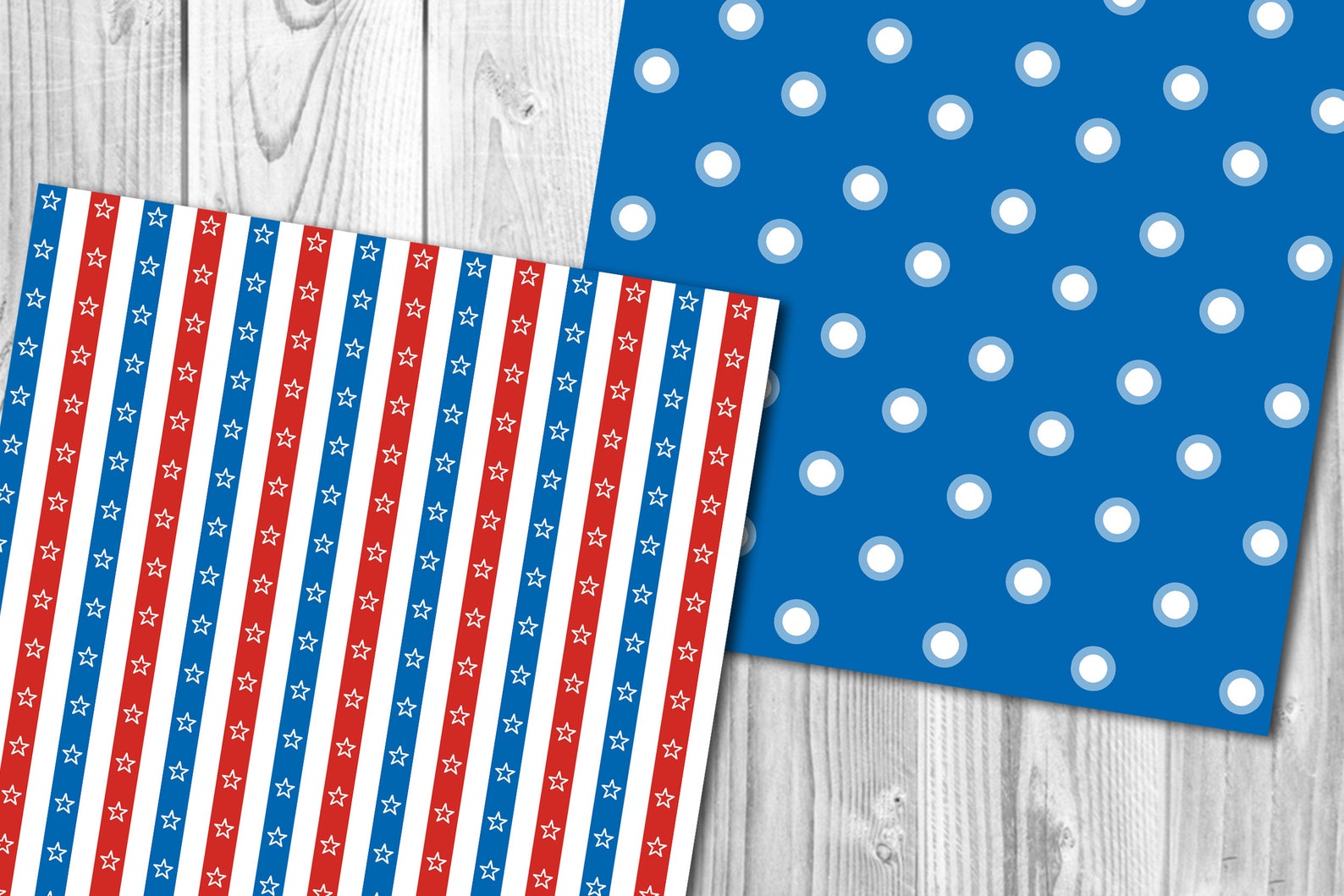 4th of July Digital Paper Set 5 Red White and Royal Blue American Flag ...