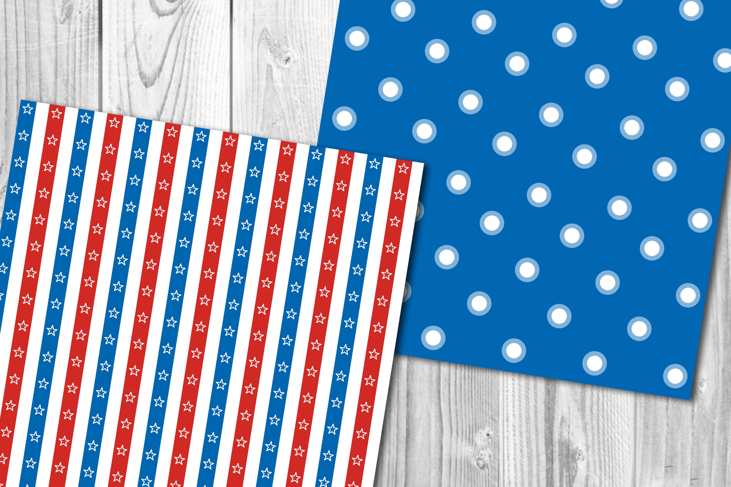 4th of July Digital Paper Set 5 Red White and Royal Blue American Flag ...