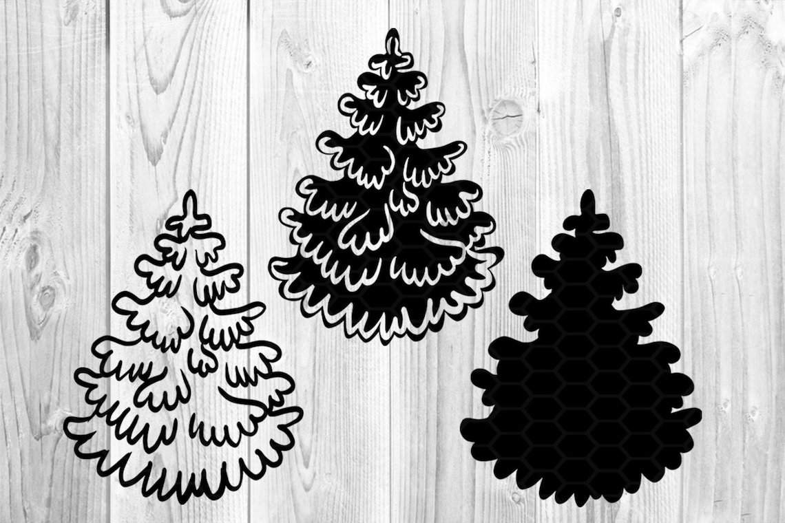 Christmas SVG Pine Tree Clipart 3 Designs Set 1 Decor - Etsy