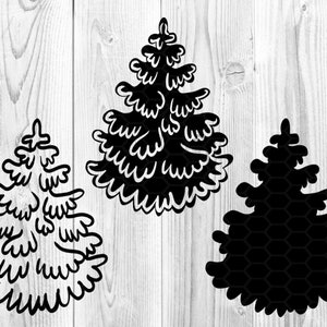 Christmas SVG Pine Tree Clipart 3 Designs Set 1 Decor Ornaments Digital ...