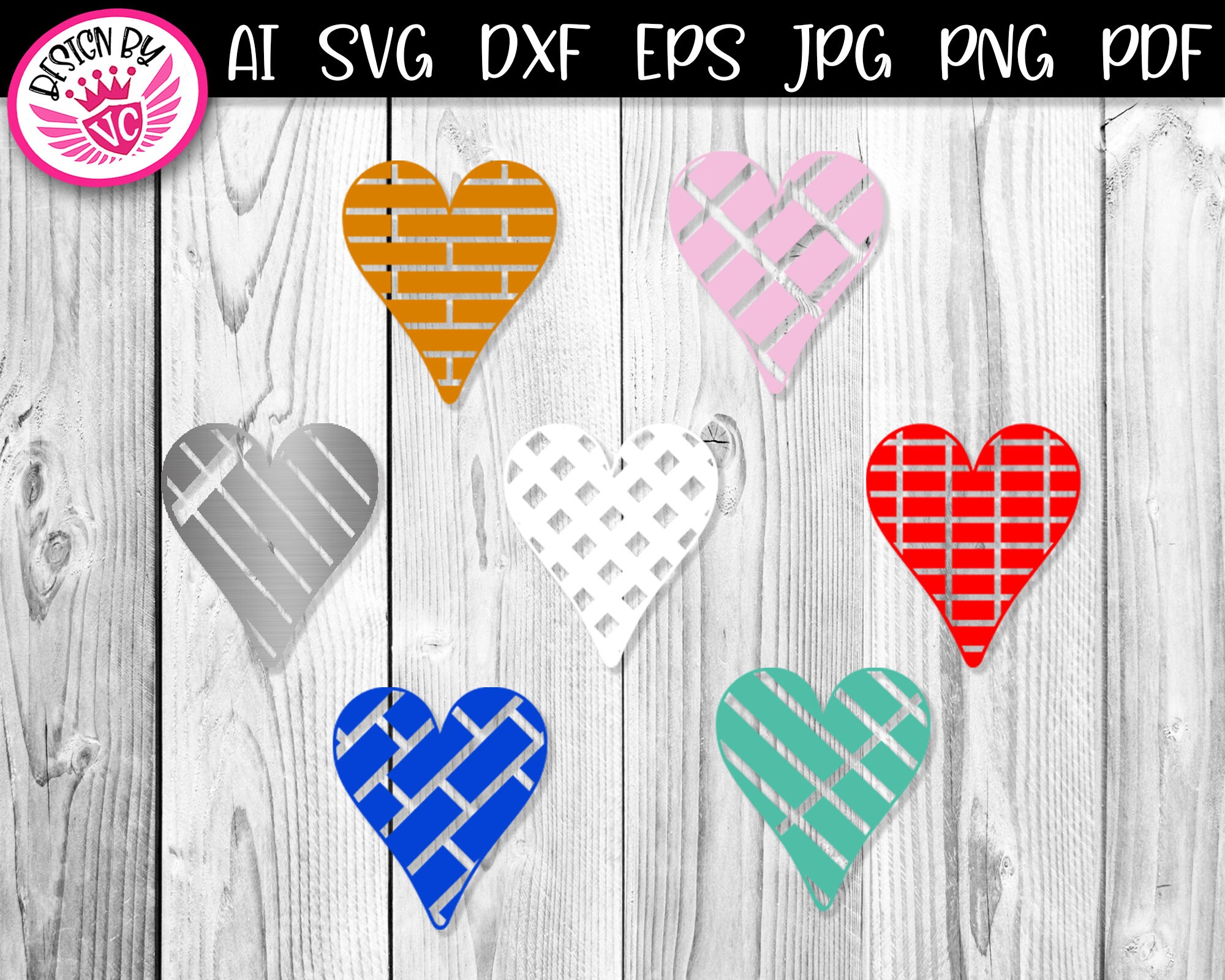 Heart Icon V-5 Brick Wall in Heart Shape Instant Digital Download SVG ...