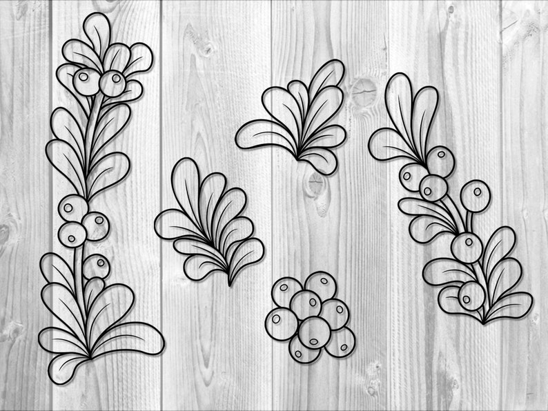 Christmas Elements SVG Line Art Design Clipart Set Decor Ornaments ...
