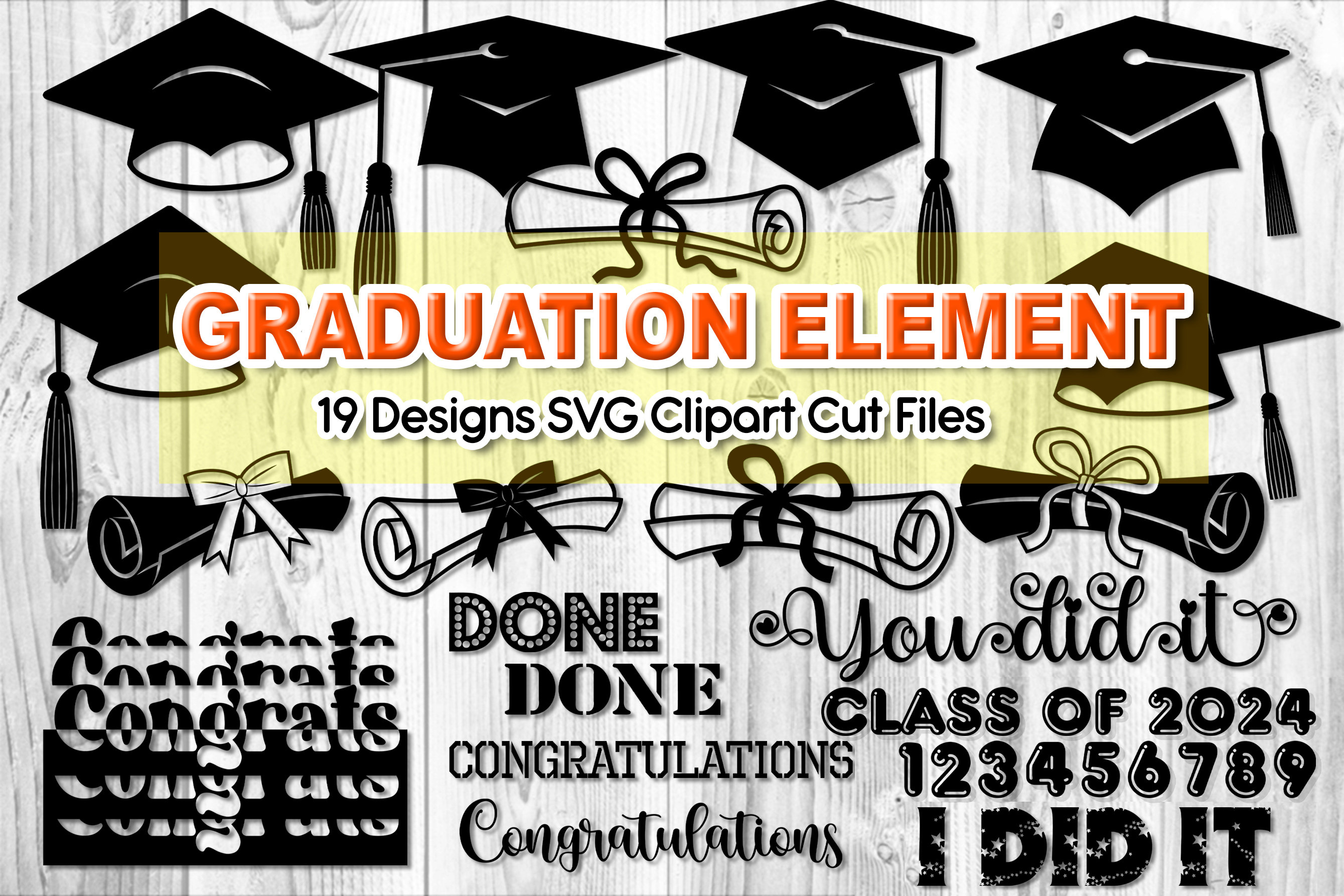 19 Designs Graduation Cap, Diploma Certificate and Lettering Art SVG ...