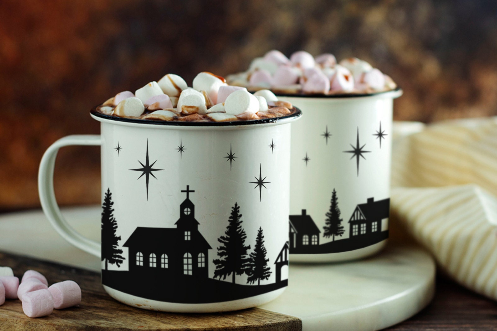 Christmas Scene SVG Silhouette Design Clipart Set Decor | Etsy