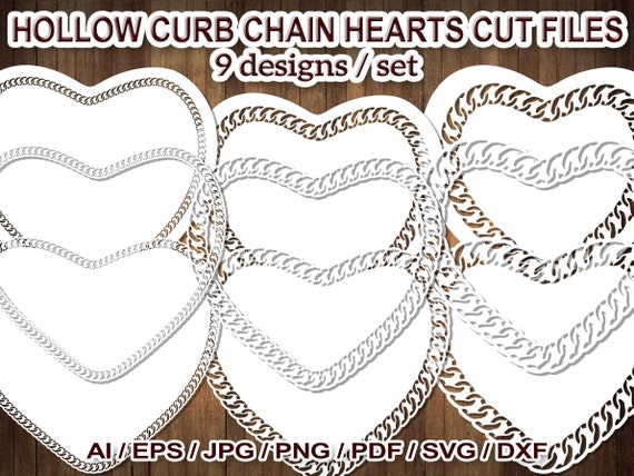 9 Designs Hollow Curb Chain Necklace Style Heart Shape Border | Etsy