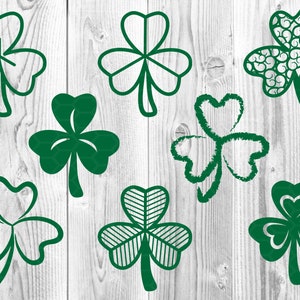 St. Patrick's Day Symbol Shamrock and Four Leaf Clover Clip Art SVG ...
