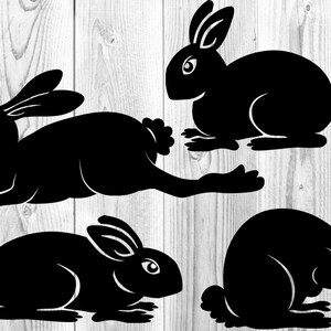Easter Rabbit SVG V.2 Bunny Cut Files 7 Designs Silhouette Clipart ...