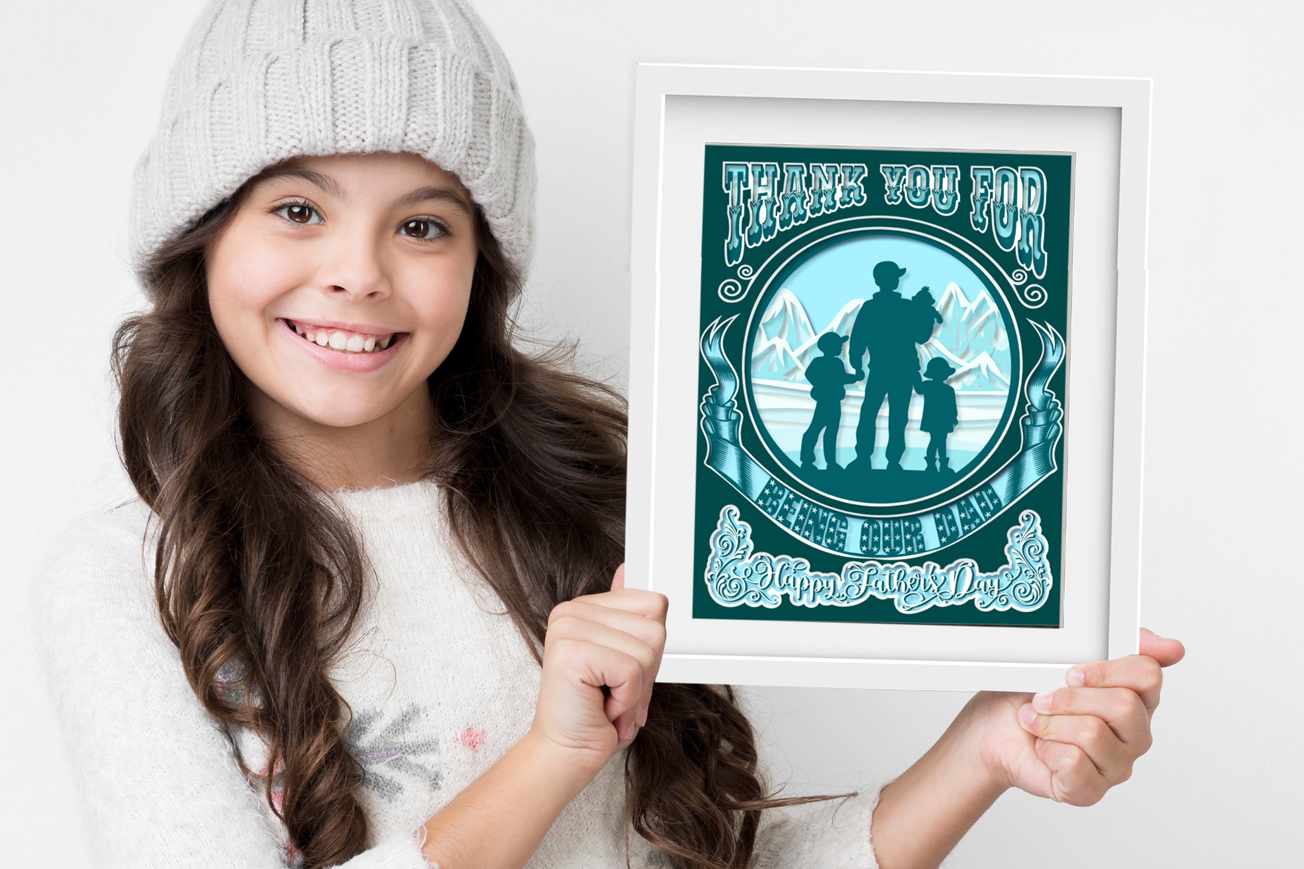 3D Father's Day Gift Multi-layered Design Thank You for Being Our DAD ...