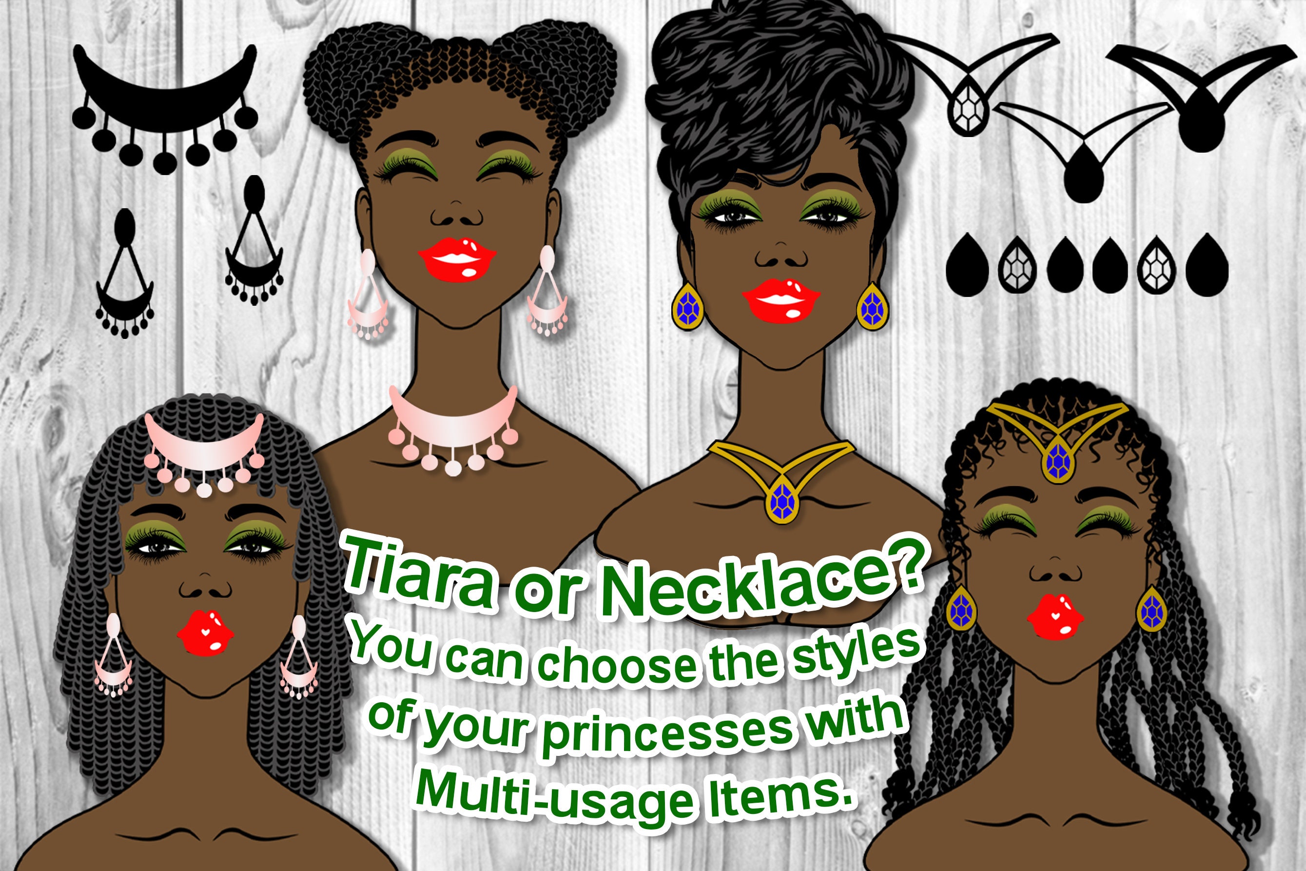 Black Princess SVG, African Women, Braid Hair, Dreadlocks (digital ...
