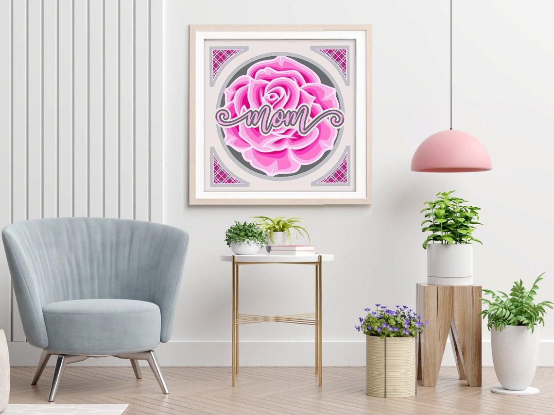 3D MOM Roses Multi-layered Design Flowers Papercut SVG Clipart | Etsy