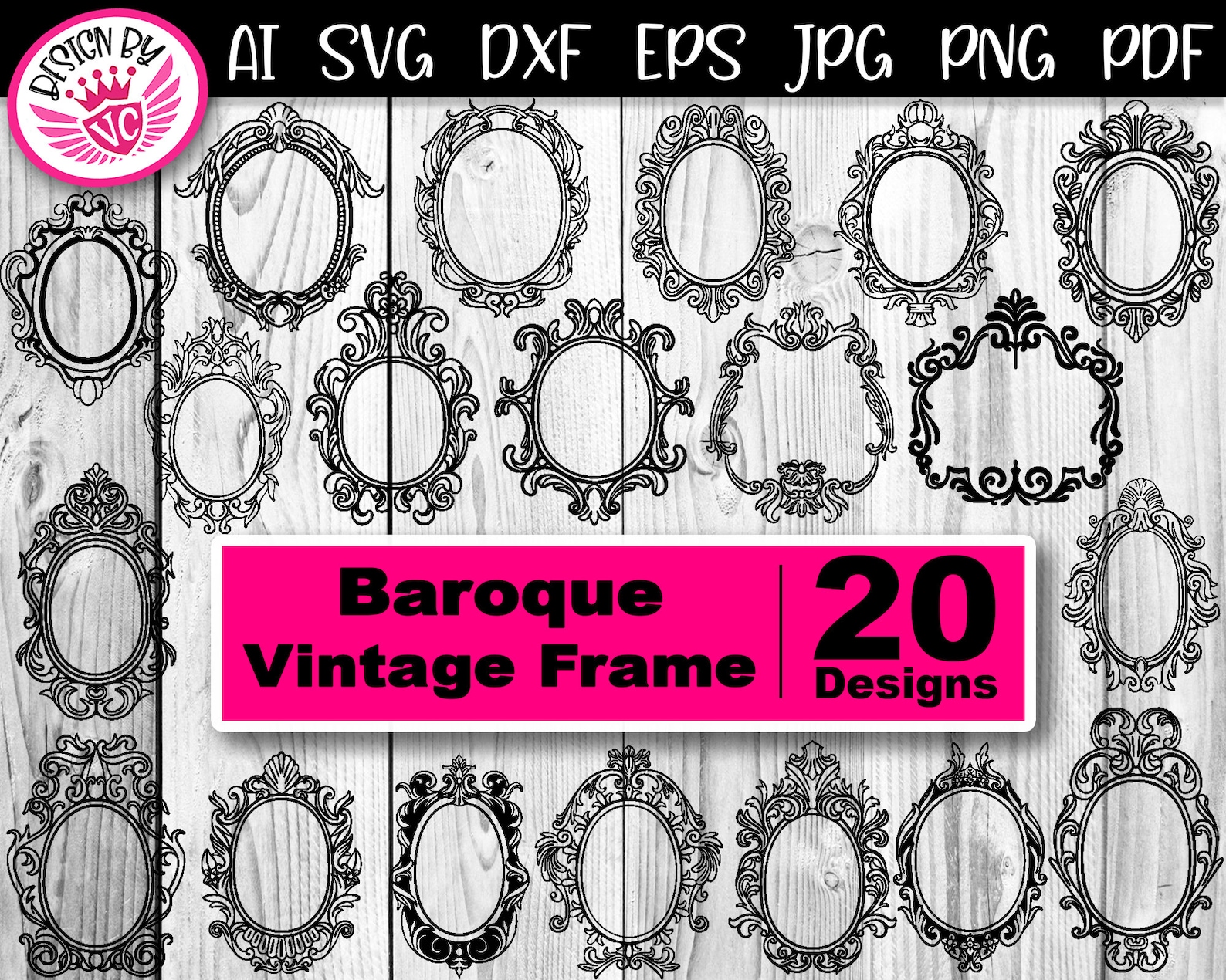 Baroque Vintage Frame | Set of Instant Digital Download for Creative ...