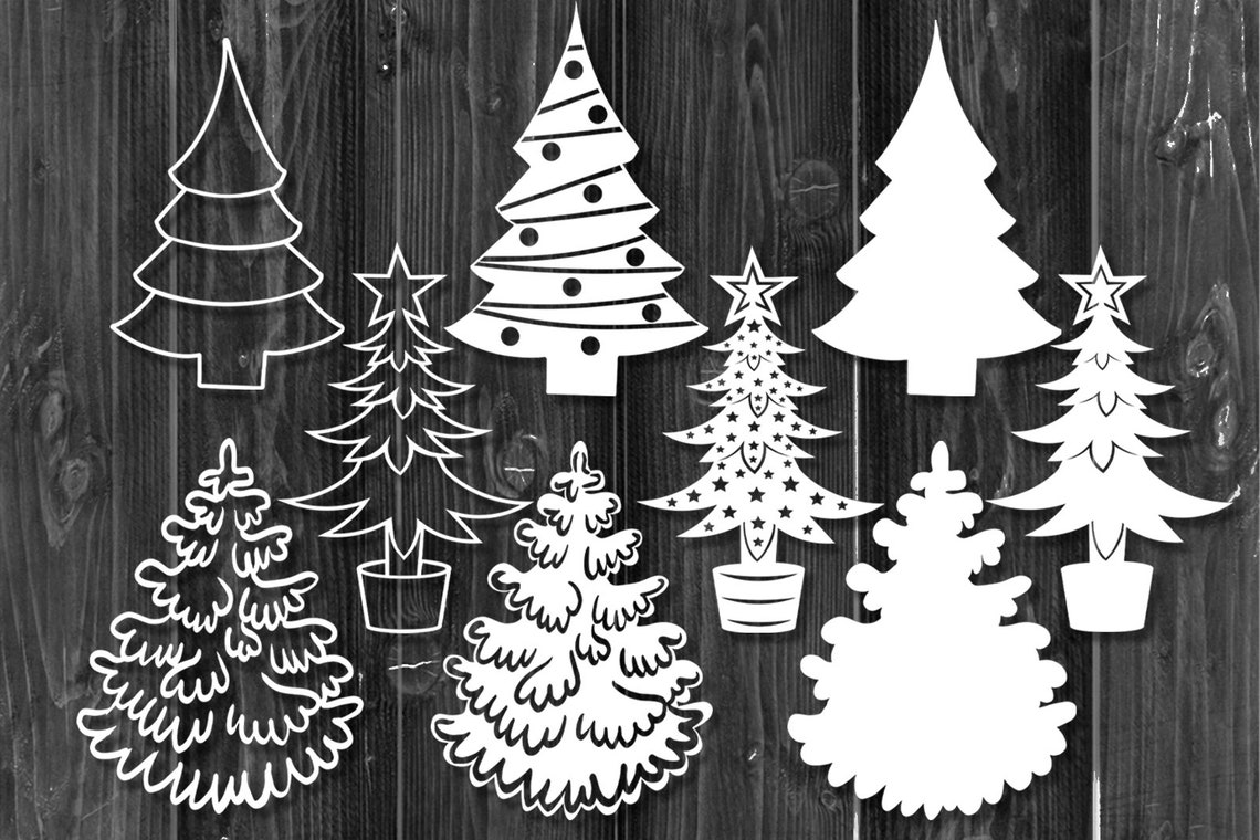 Christmas SVG Pine Tree Clipart 3 Designs Set 1 Decor - Etsy