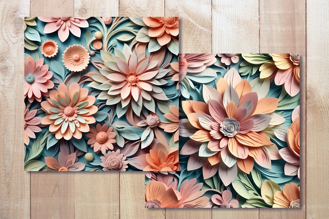 Pastel Flower 3D Paper, Floral Backgrounds (digital Download) - Etsy