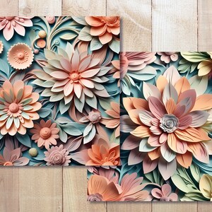 10 Simple Pastel Flower 3D Flowers Background Digital Paper Instant ...
