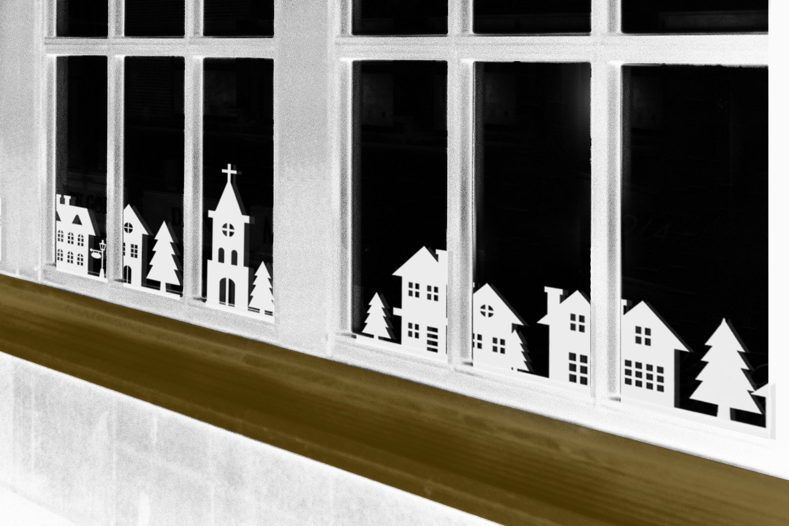 Christmas Night Buildings Scene SVG Silhouette Design Clipart - Etsy