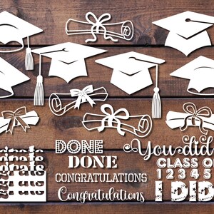 19 Designs Graduation Cap, Diploma Certificate and Lettering Art SVG ...