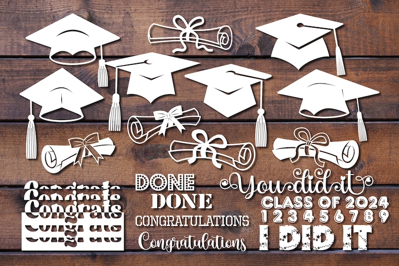 19 Designs Graduation Cap, Diploma Certificate and Lettering Art SVG ...