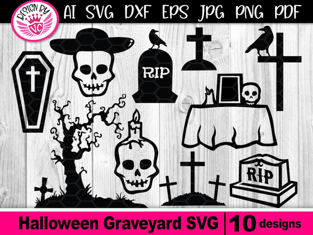 Halloween Graveyard Elements SVG | Instant Digital Download for ...
