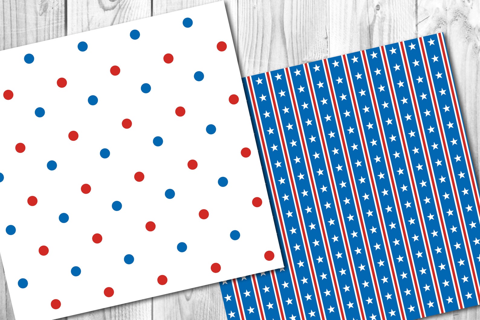 4th of July Digital Paper Set 1 Red White and Royal Blue American Flag ...