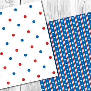 4th of July Digital Paper Set 1 - Red White and Royal Blue American ...