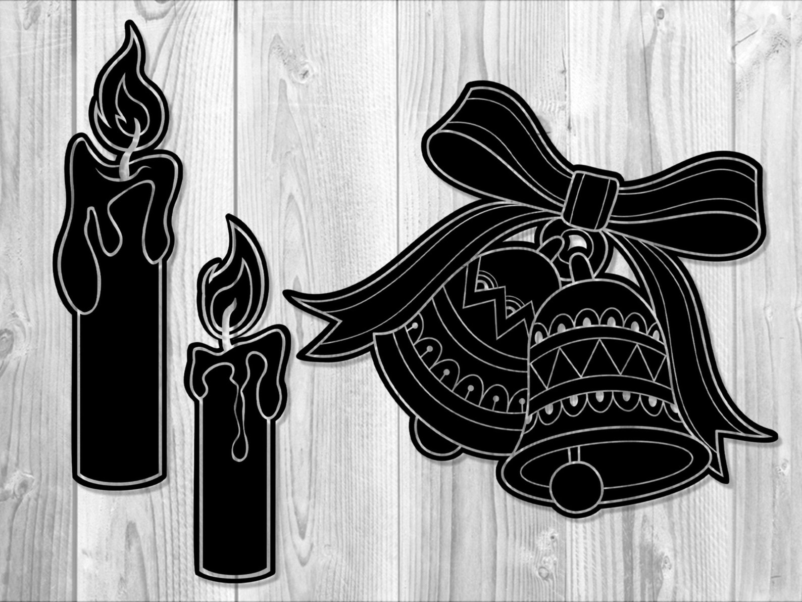 Christmas Elements SVG Silhouette Stencil Design Clipart Set Decor ...