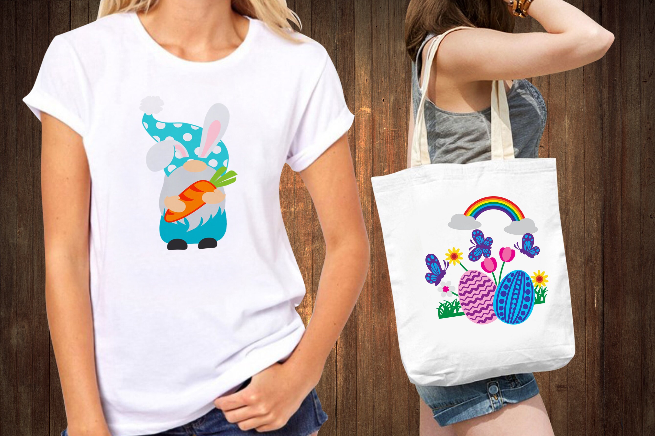 Easter Bunny Gnome Builder SVG Clipart Set Layered Design Elements ...