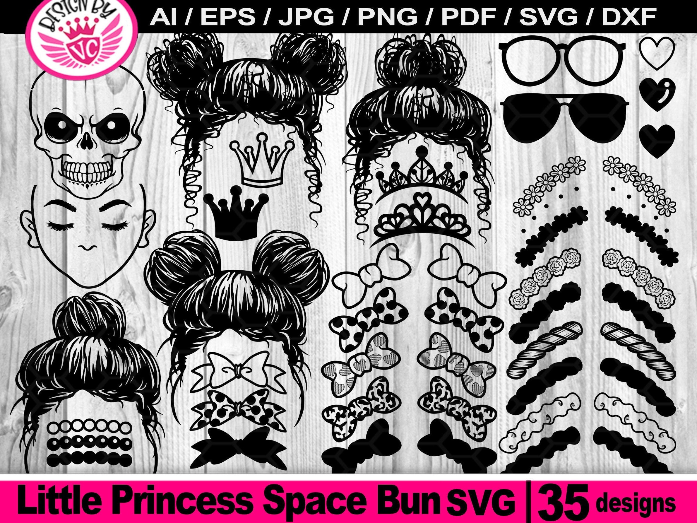 Little Princess Space Bun SVG | Daughter Momlife Clip Art (digital ...