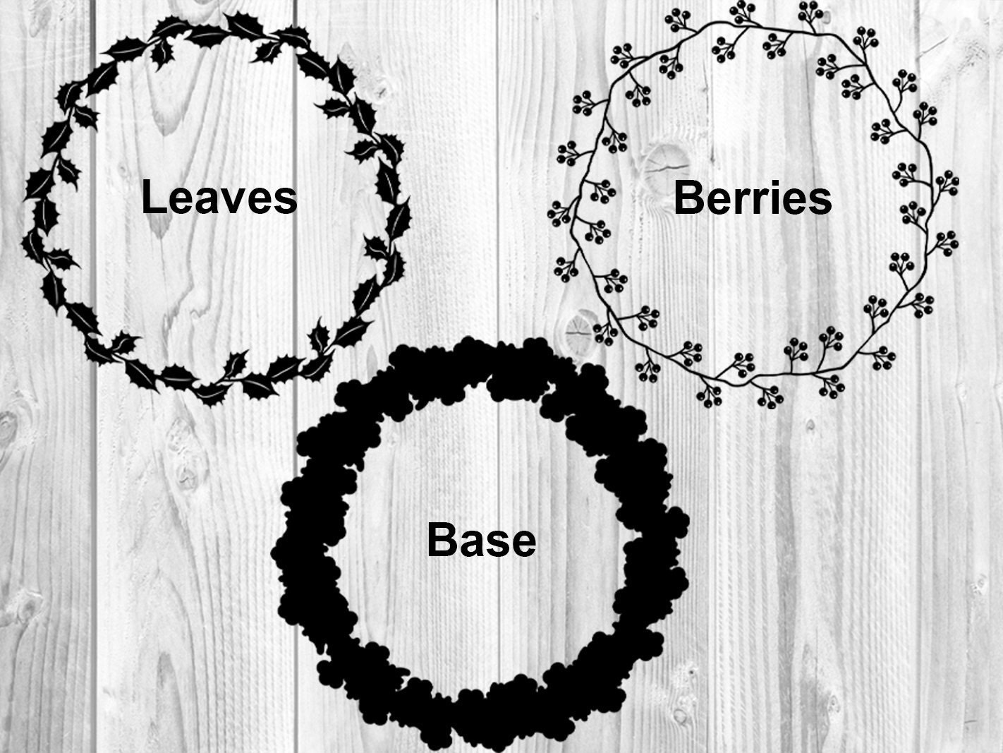 Christmas Wreath With Ribbon Bow SVG Clipart Design Elements With Base ...