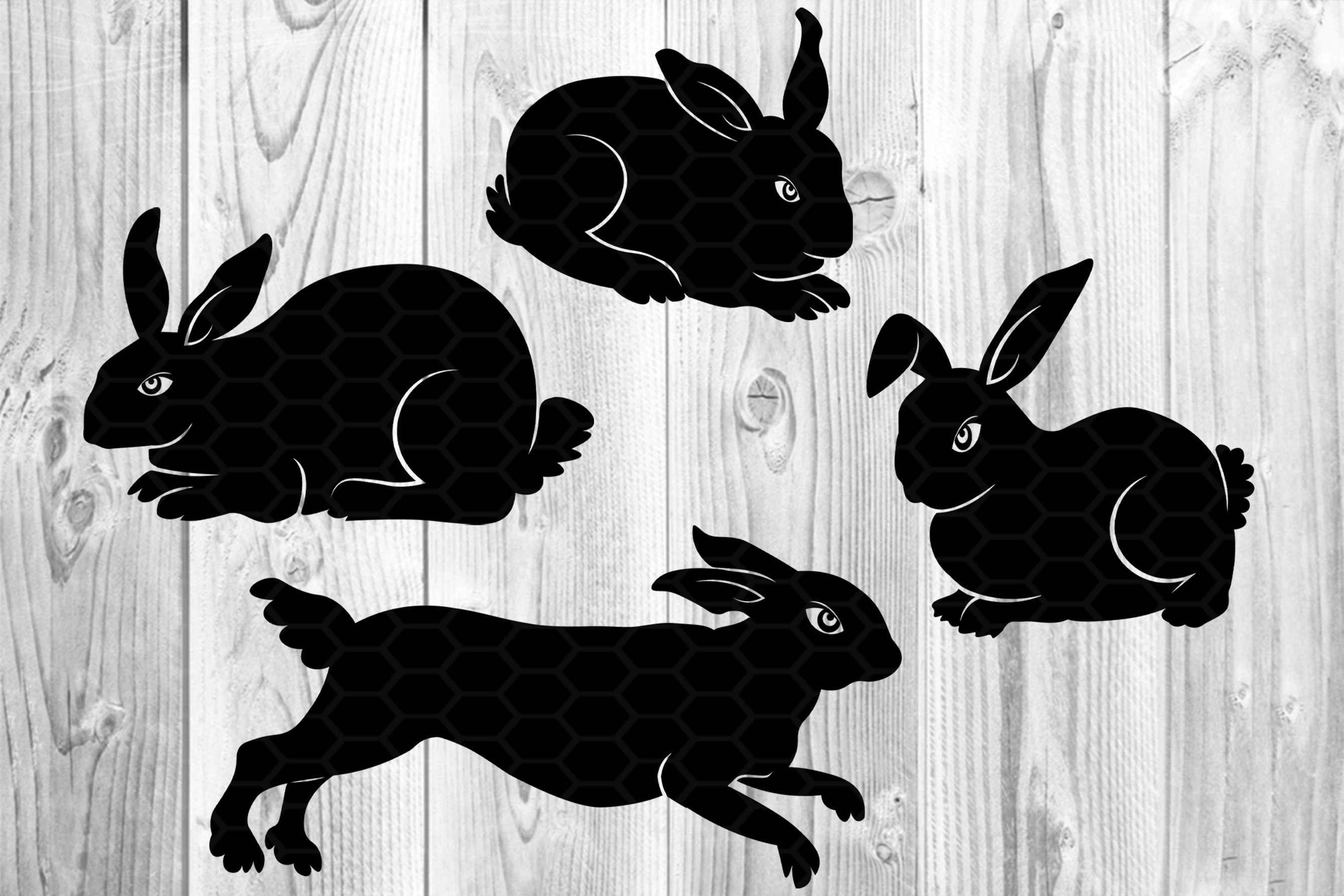 Easter Rabbit SVG 7 Designs Bunny Cut Files Silhouette Clipart Design ...