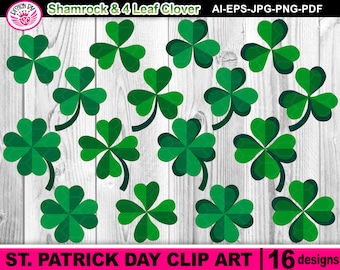 St. Patrick's Day Symbol Shamrock and Four Leaf Clover | Etsy