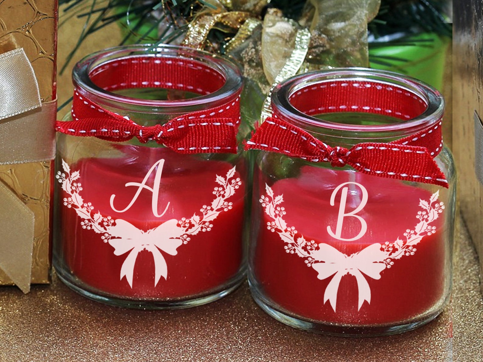 Christmas SVG Silhouette Holly Wreath With Ribbon Bow Clipart - Etsy