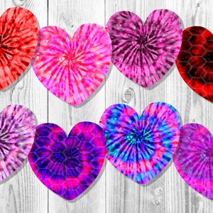 8 Tie Dye Hearts Sublimation PNG Clipart Set 1 Heart Shape Design ...