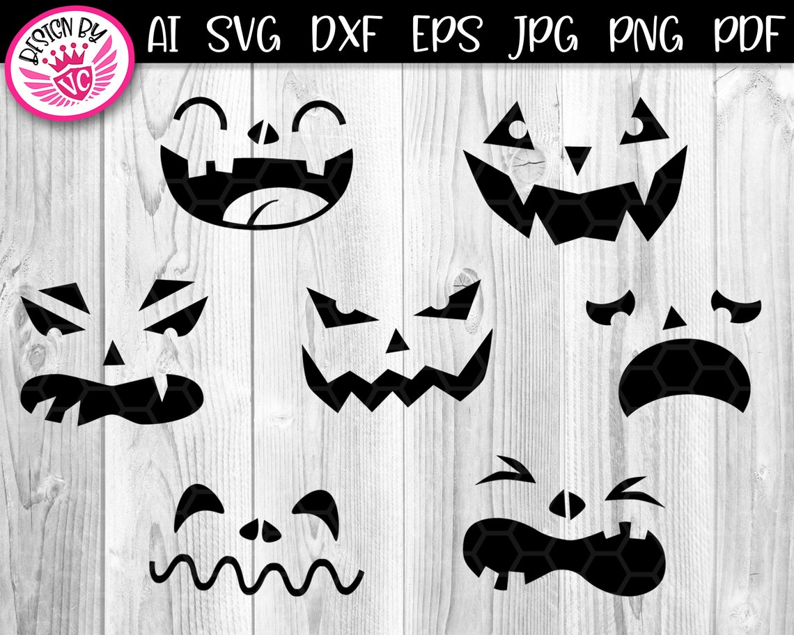 Halloween Pumpkin Faces SVG Instant Digital Download for - Etsy