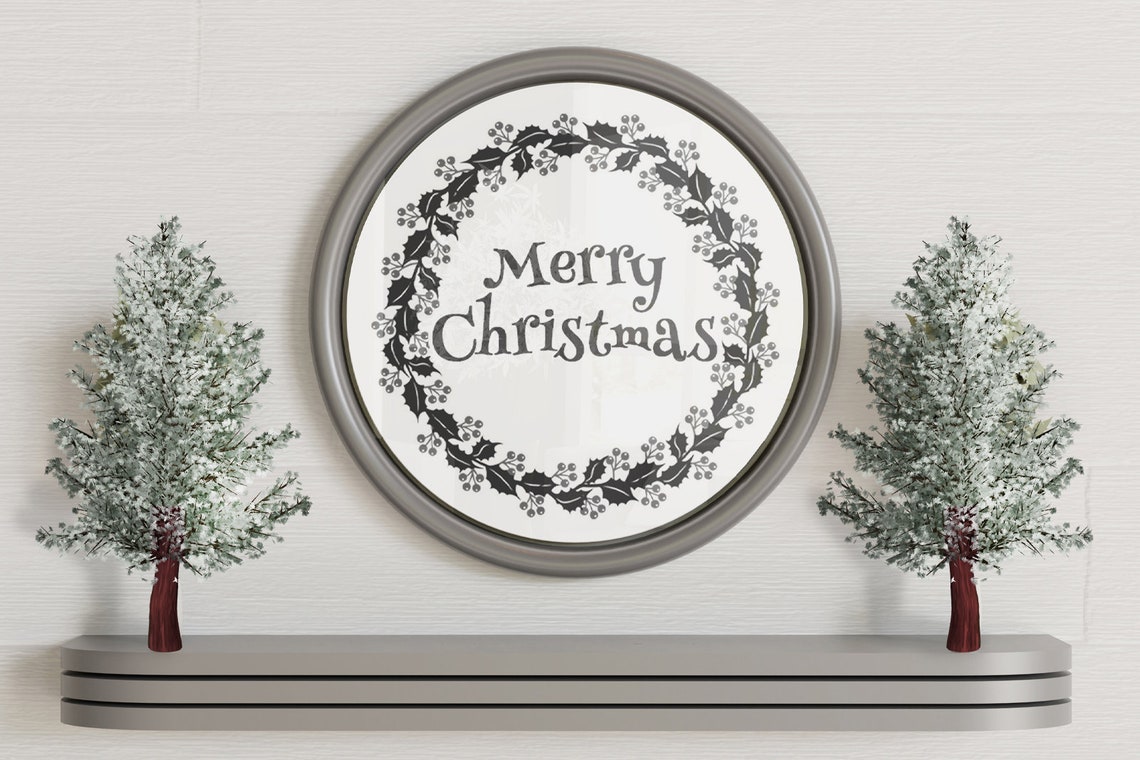 Christmas Wreath With Ribbon Bow SVG Clipart Design Elements - Etsy