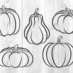 Halloween Line Art Pumpkins SVG Clipart Creative DIY Projects, Lineart ...
