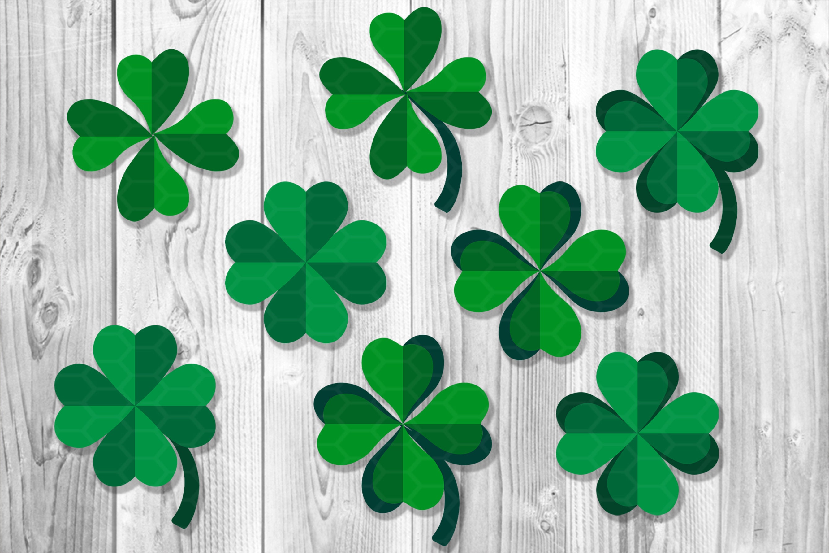 St. Patrick's Day Symbol Decorations Clip Art Shamrock and Four Leaf ...