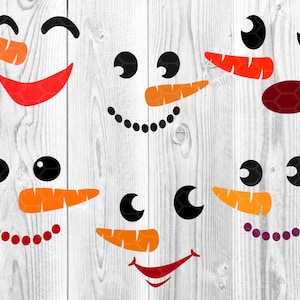 Christmas SVG Snowman Faces Clipart Design Decor Ornaments Digital ...
