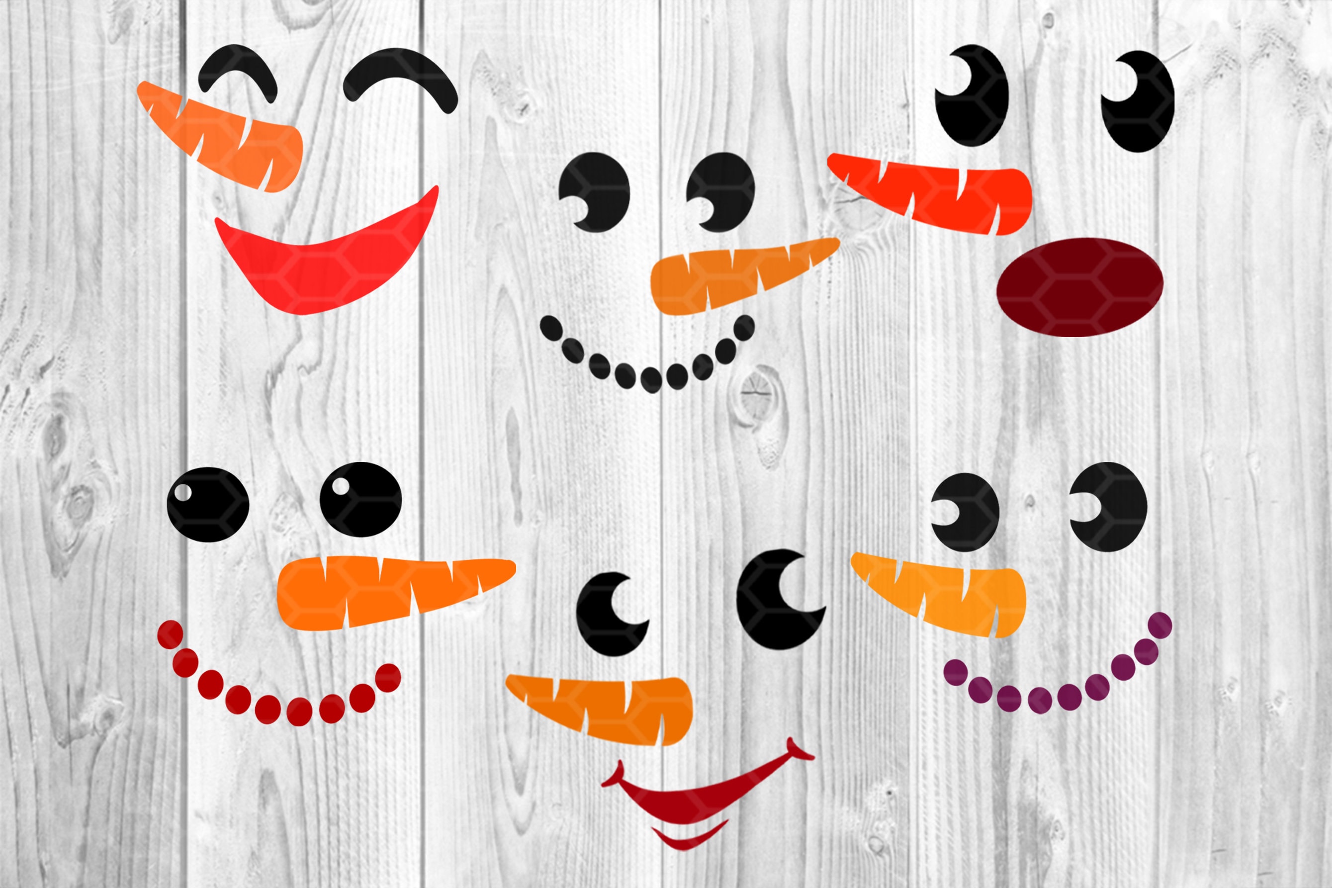 Christmas SVG Snowman Faces Clipart Design Decor Ornaments - Etsy